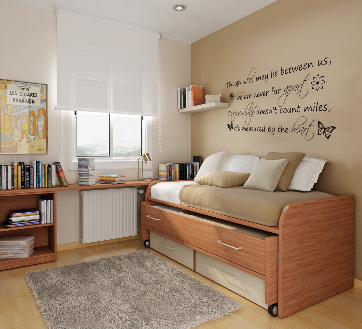 Though Miles May Lie Between Us vinyl wall decal quote