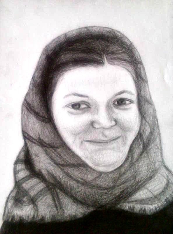 Babushka Pencil Drawing Art Print 8.5 x 11