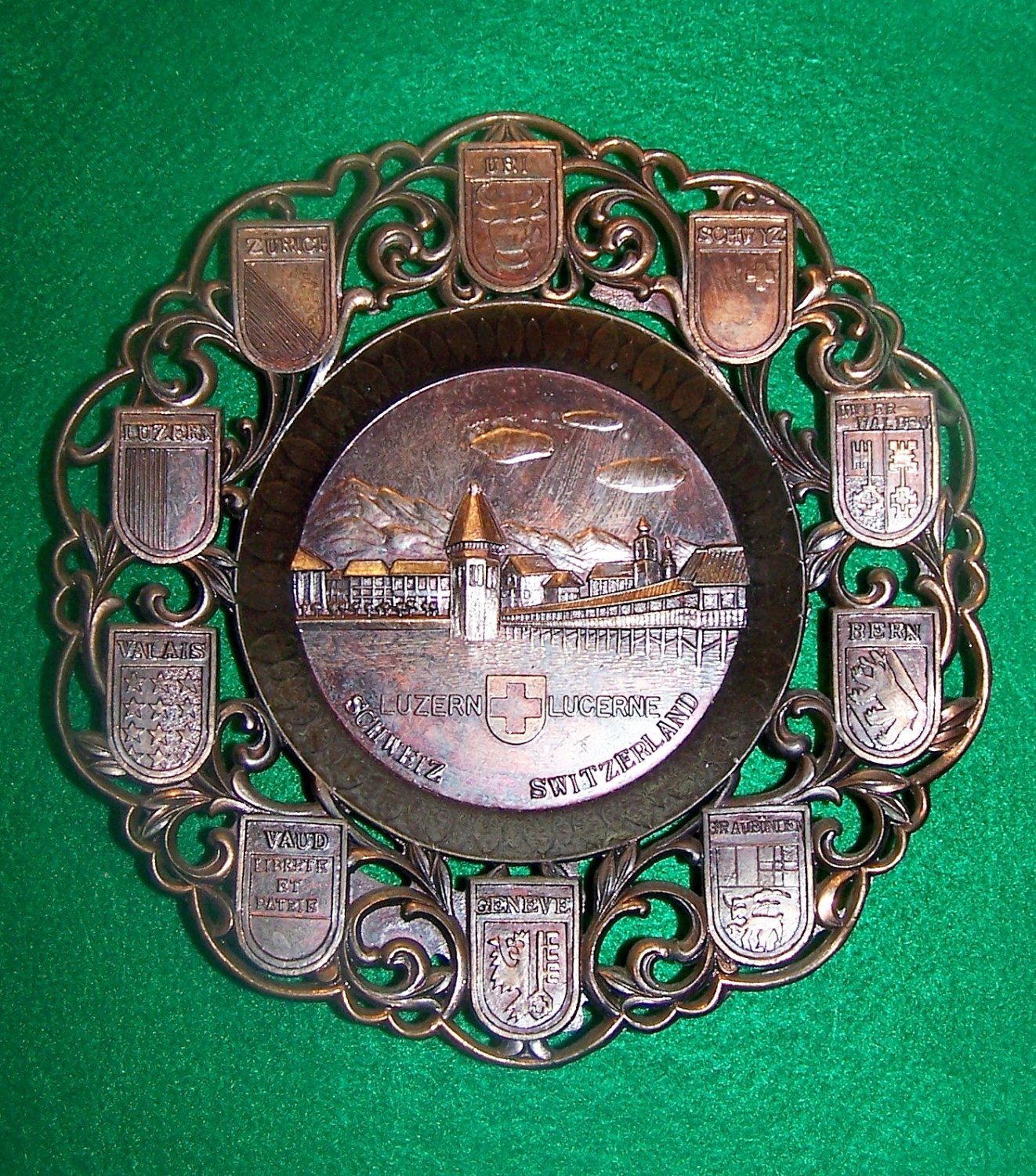 Swiss Confederation, Switzerland, Copper Wall Hanger/Shields