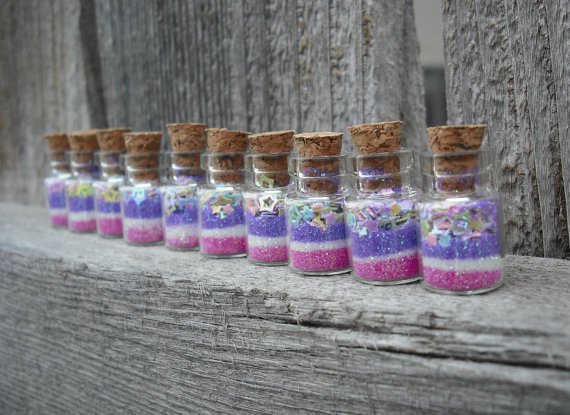 Fairy Dust Jars set of 10 Pink and Purple stars, Tiny Princess Fairy ...