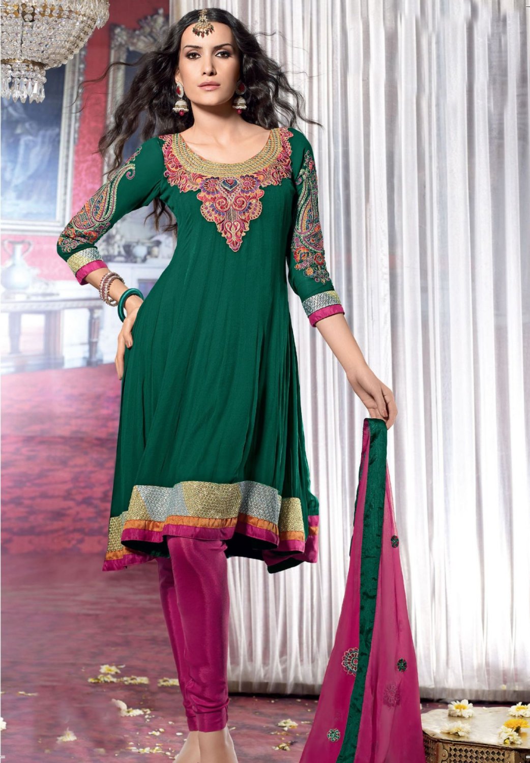 Dress Faux Georgette Wedding Shalwar & Salwar Kameez With Dupatta - X 634 N