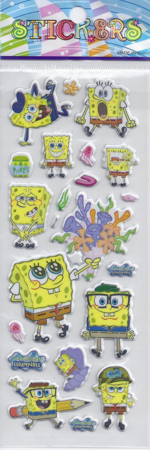 Spongebob - Puffy stickers - Crafts Rewards Kids Scrapbook