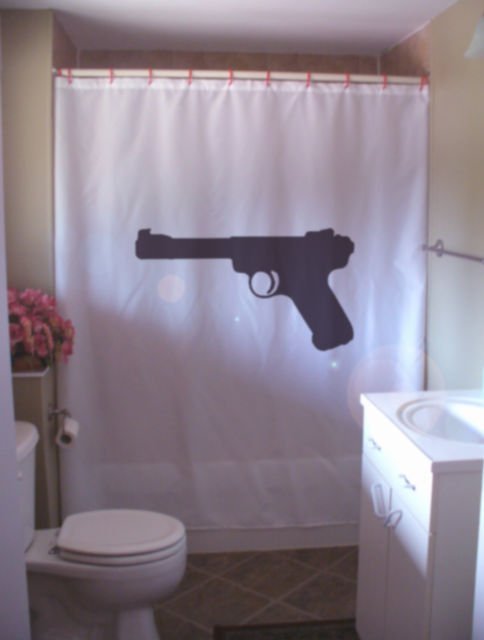 Bath Shower Curtain Ruger Mark II rimfire semi pistol gun