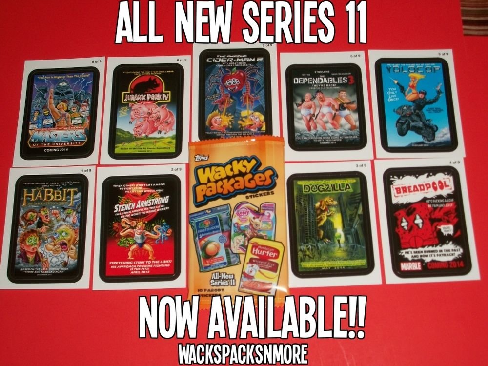 2013 WACKY PACKAGES ANS11 "COMING DISTRACTIONS"COMPLETE INSERT SET + WRAPPER!!