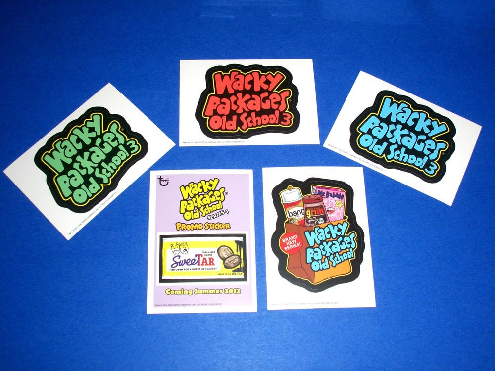 WACKY PACKAGES OLD SCHOOL3 COMPLETE SET SWEETAR PROMO & LOGO CARDS ...