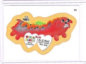 2015 WACKY PACKAGES SERIES 1 GOLD BORDER "WEENIE BABIES" #91 STICKER CARD