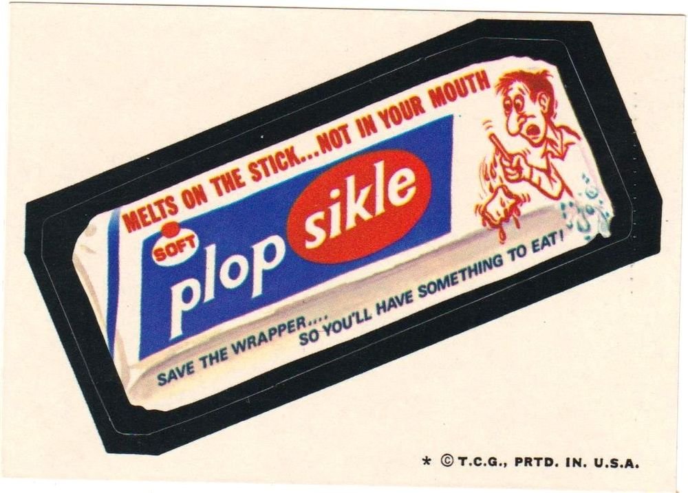 1974 WACKY PACKAGES WONDER BREAD 2nd SERIES "PLOP SIKLE" STICKER NM