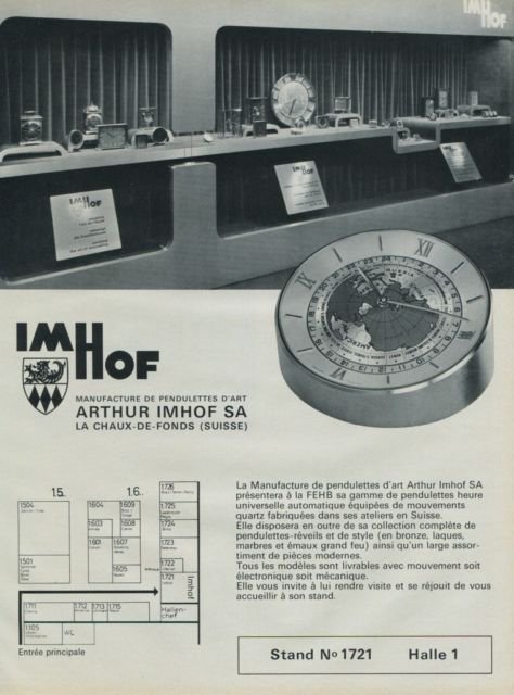 Arthur Imhof Clock Company Switzerland Vintage 1976 Swiss Ad Suisse ...