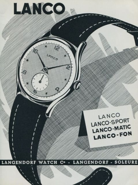 1951 Lanco Watch Company Langendorf Watch Company Vintage 1951 Swiss Ad ...