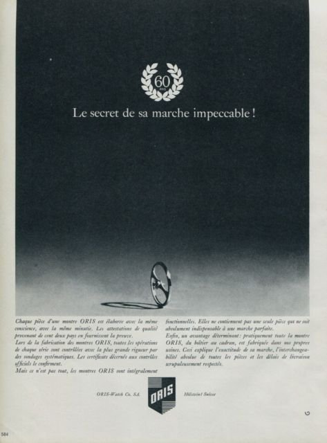 1964 Oris Watch Company 60th Anniversary Vintage 1964 Swiss Ad Suisse ...