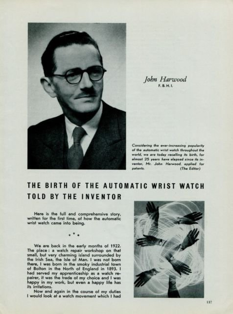 1951 John Harwood The Birth of the Automatic Wrist Watch 1951 Swiss ...