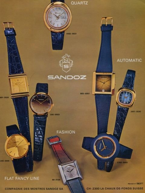 1976 Sandoz Watch Company Switzerland Vintage 1976 Swiss Ad Suisse ...