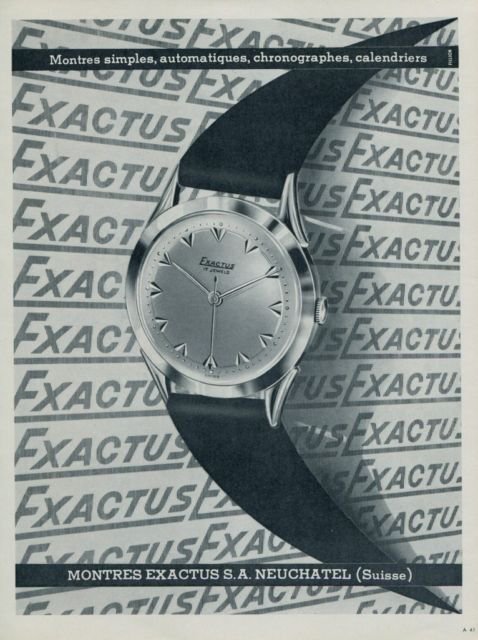 1955 Exactus Watch Company Neuchatel Switzerland Vintage 1955 Swiss Ad ...