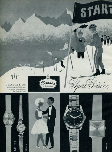 1963 Sandoz Watch Company Switzerland Vintage 1963 Swiss Ad Suisse ...