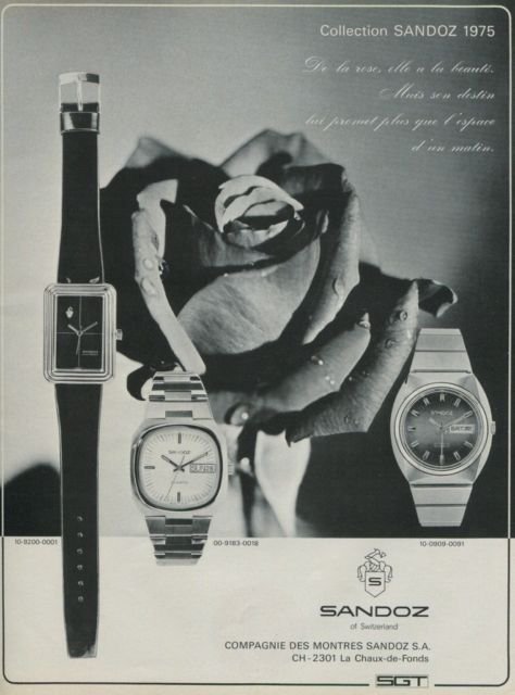 1975 Sandoz Watch Company Switzerland Vintage 1975 Swiss Ad Suisse ...