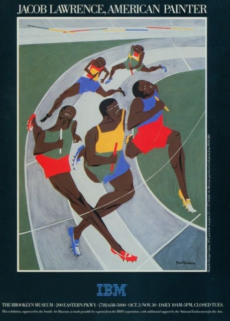 1987 Jacob Lawrence Munich Olympic Games 1987 Art Exhibition Ad IBM ...