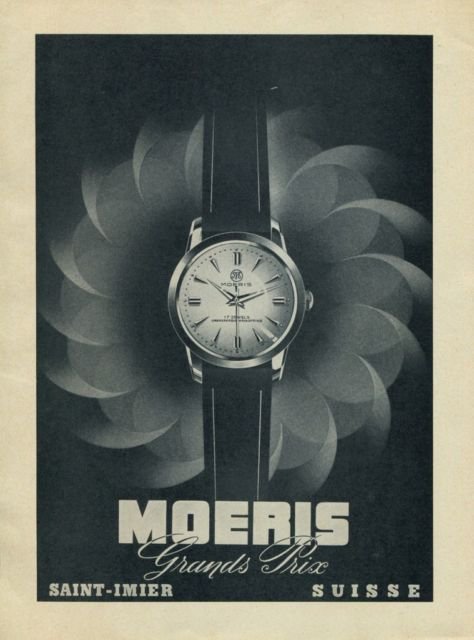 1956 Moeris Watch Company Vintage 1956 Swiss Ad Suisse Advert St-Imier ...