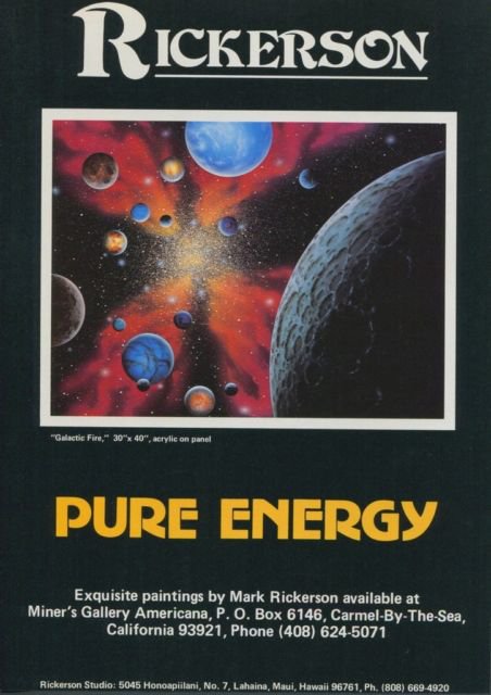 Mark Rickerson Galactic Fire Pure Energy Vintage 1982 Art Ad Advertisement
