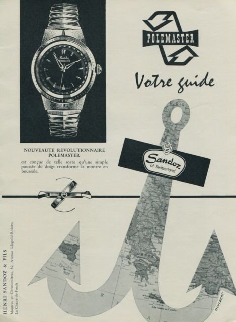 1956 Sandoz Watch Company Polemaster Advert Vintage 1956 Swiss Ad ...