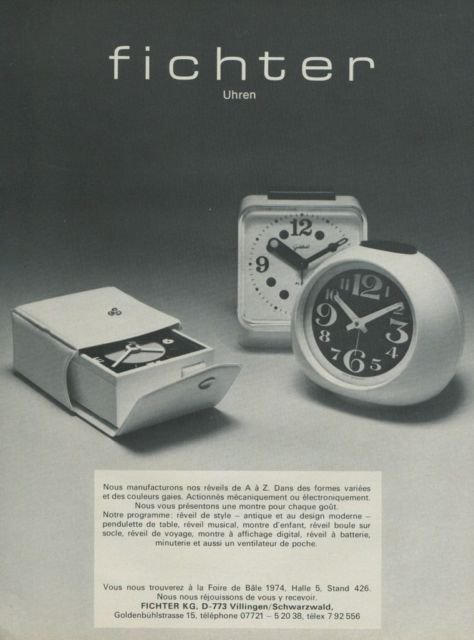 1974 Fichter Clock Company Germany Vintage 1974 Swiss Ad Suisse Advert ...