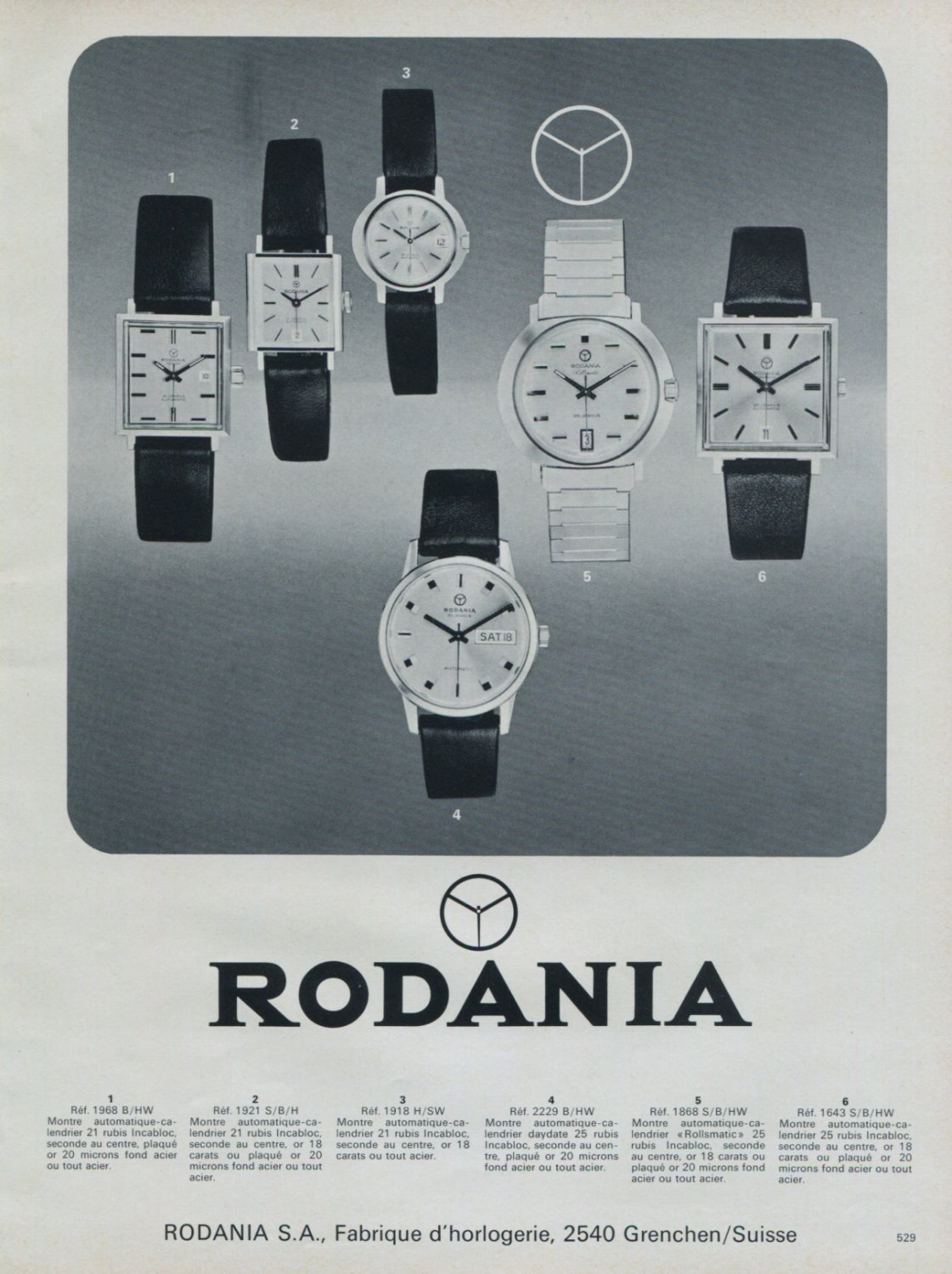 1968 Rodania Watch Company Rodania S.A. Grenchen Switzerland Vintage ...