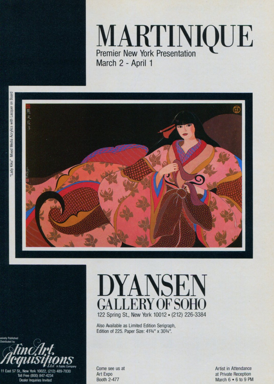 Martinique Vintage 1984 Art Exhibition Ad Dyansen Gallery Soho Lady ...