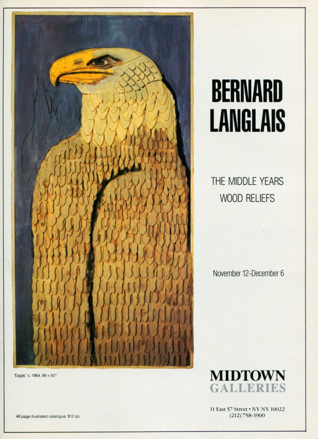 Bernard Langlais Vintage 1986 Art Exhibition Ad Advert Eagle Midtown ...