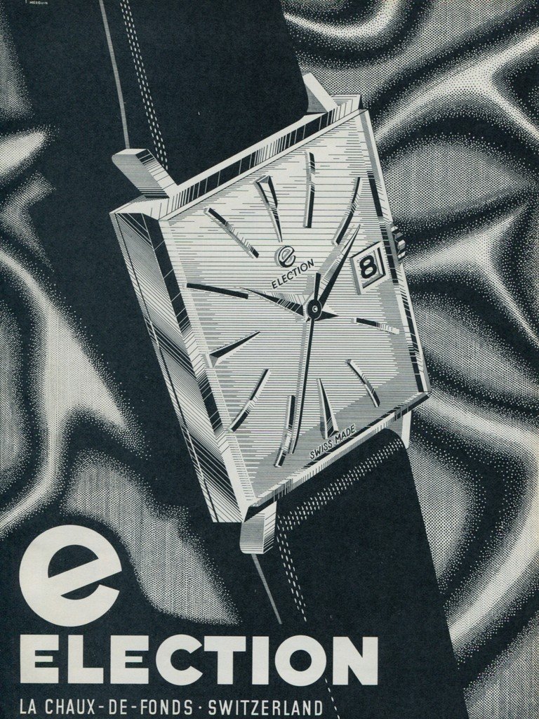 Election Watch Company Switzerland Vintage 1964 Swiss Ad Suisse Advert ...