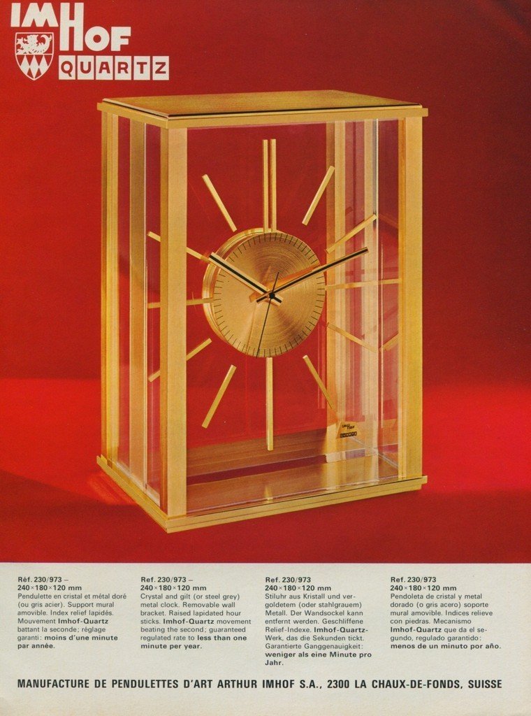 Arthur Imhof Clock Company Vintage 1974 Swiss Ad Suisse Advert ...