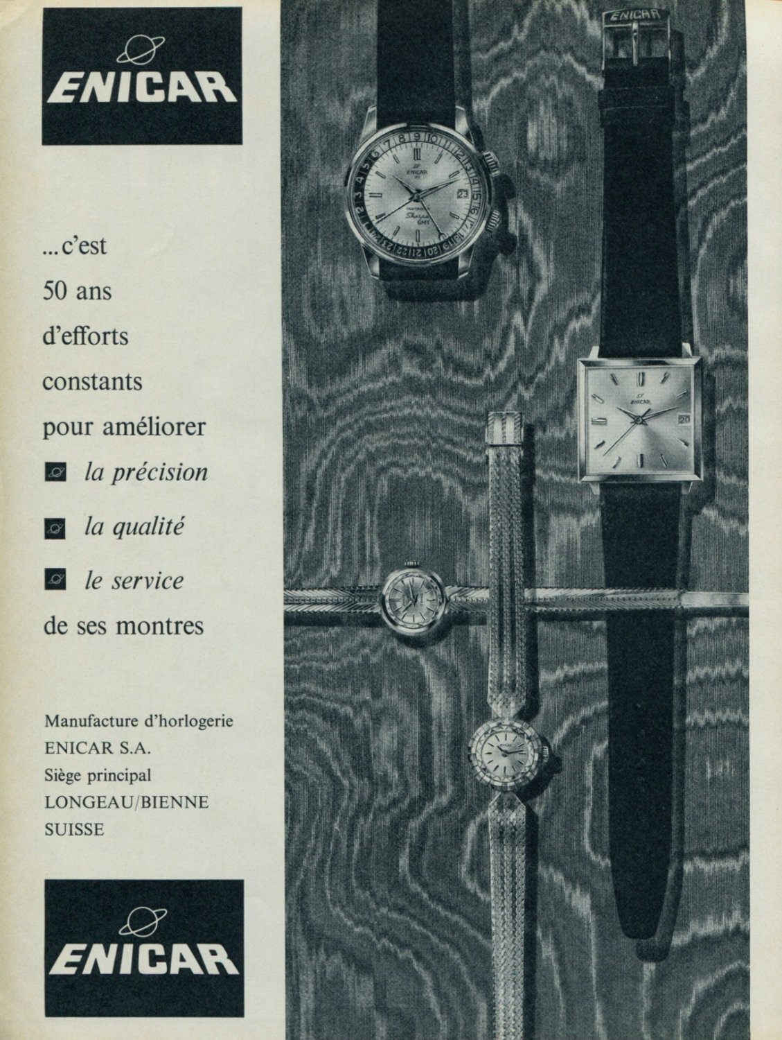 1963 Enicar Watch Company Switzerland Vintage 1963 Swiss Ad Suisse ...