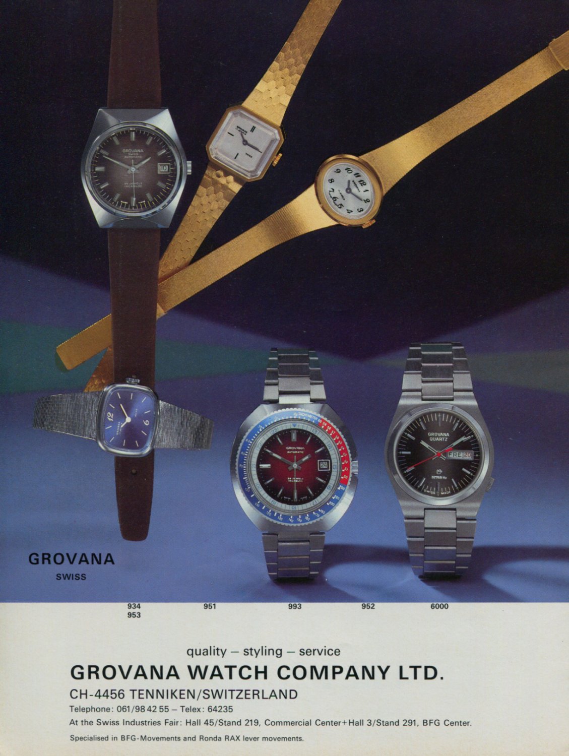1976 Grovana Watch Company Switzerland Vintage 1976 Swiss Ad Suisse ...