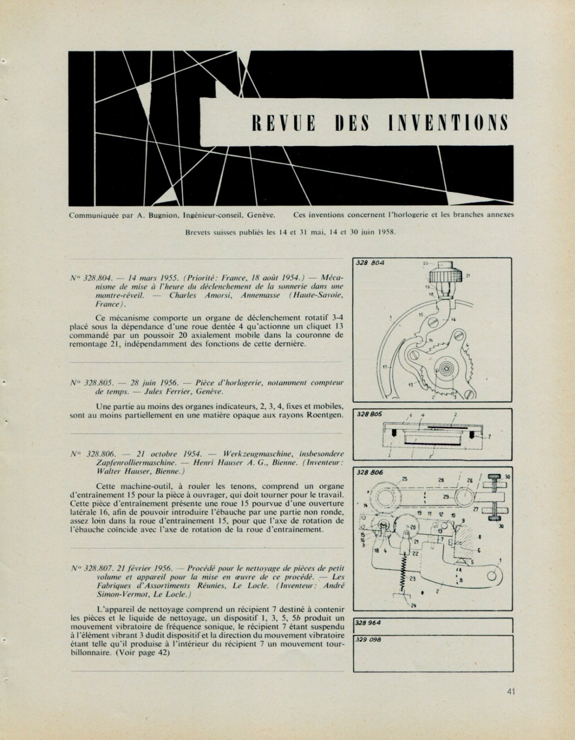 1958 Swiss Horology Inventions Patents Suisse Horlogerie Vintage 1958 ...