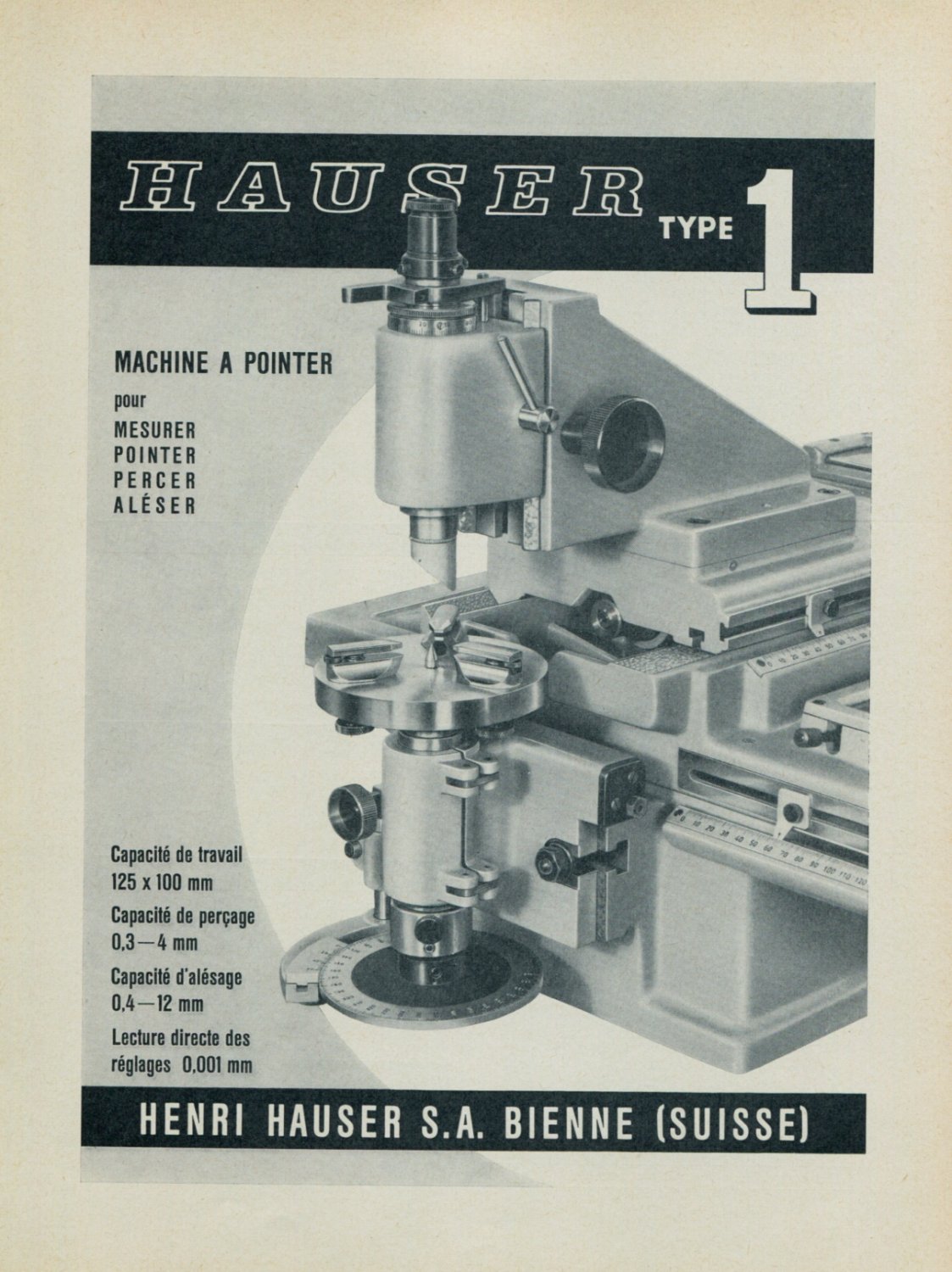 1958 Henri Hauser S.A. Bienne Switzerland Vintage 1958 Swiss Ad Suisse ...