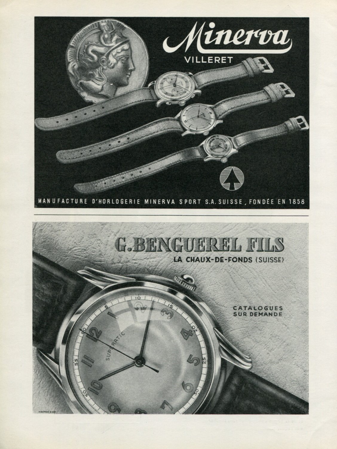 1946 Minerva Watch Company Superatic Watch Company G Benguerel Fils1946 ...