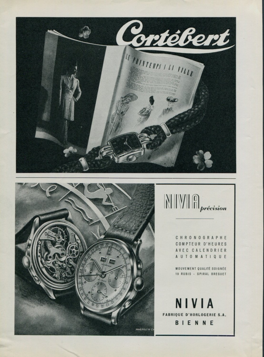 1944 Cortebert Watch Company Nivia Watch Company Switzerland Vintage ...