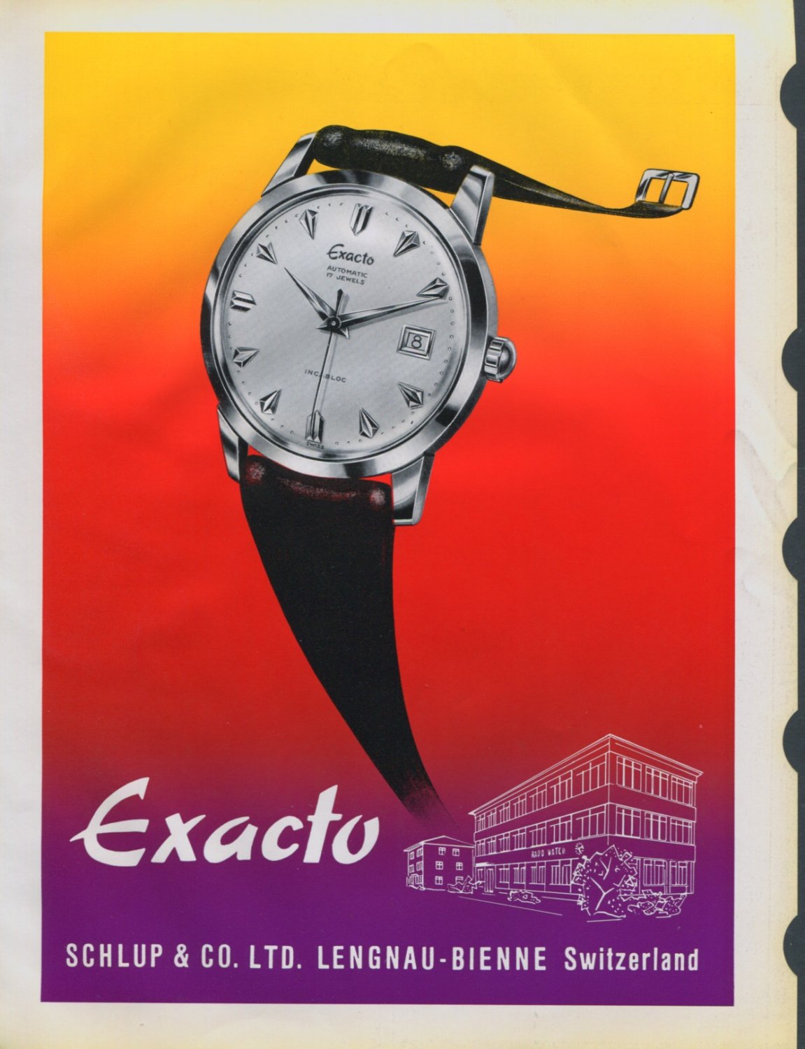 1958 Exacto Watch Company Schlup & Co. Switzerland Vintage 1958 Swiss ...