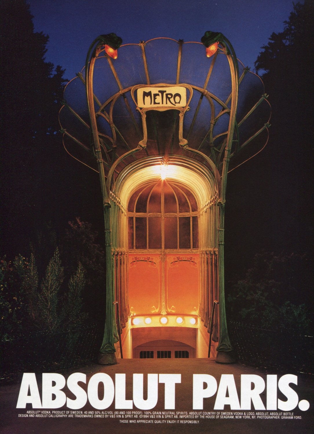 Absolut Paris France Metro Ad Absolut Vodka Advertisement Advert Graham ...