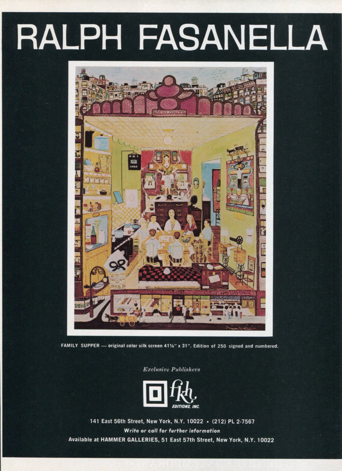 1974 Ralph Fasanella Family Supper Advert Vintage 1974 Art Ad Advert ...