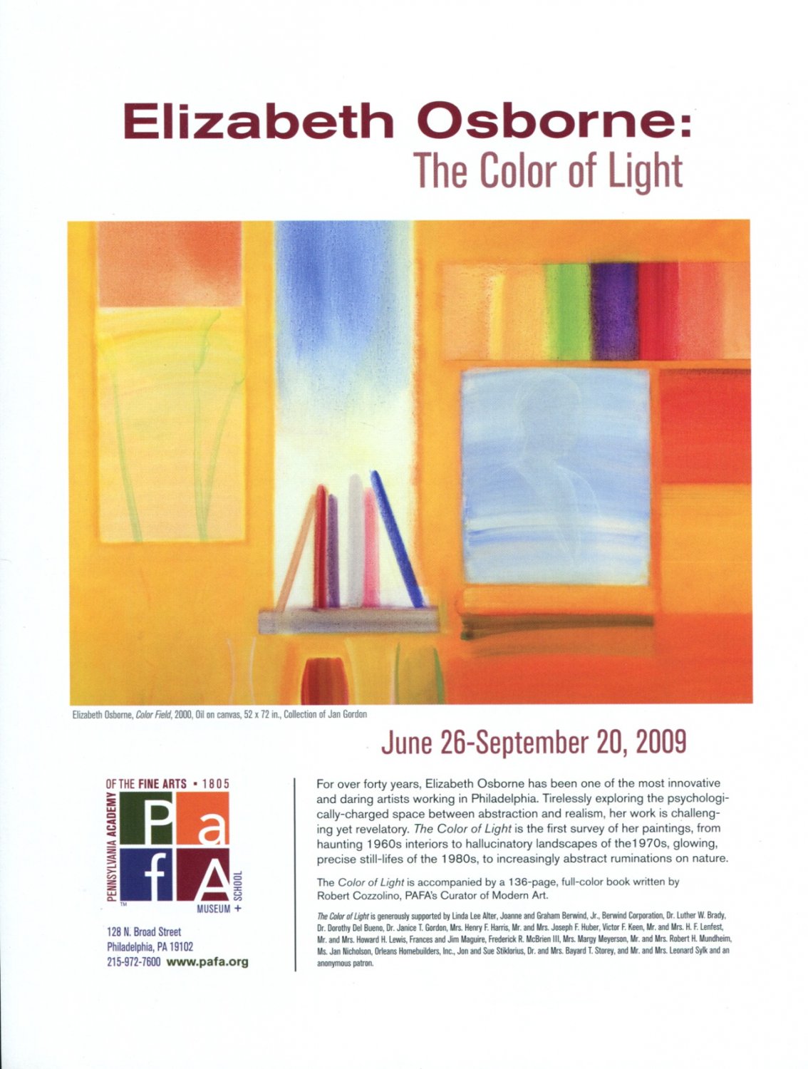 Elizabeth Osborne The Color of Light 2009 Art Exhibition Ad Advert