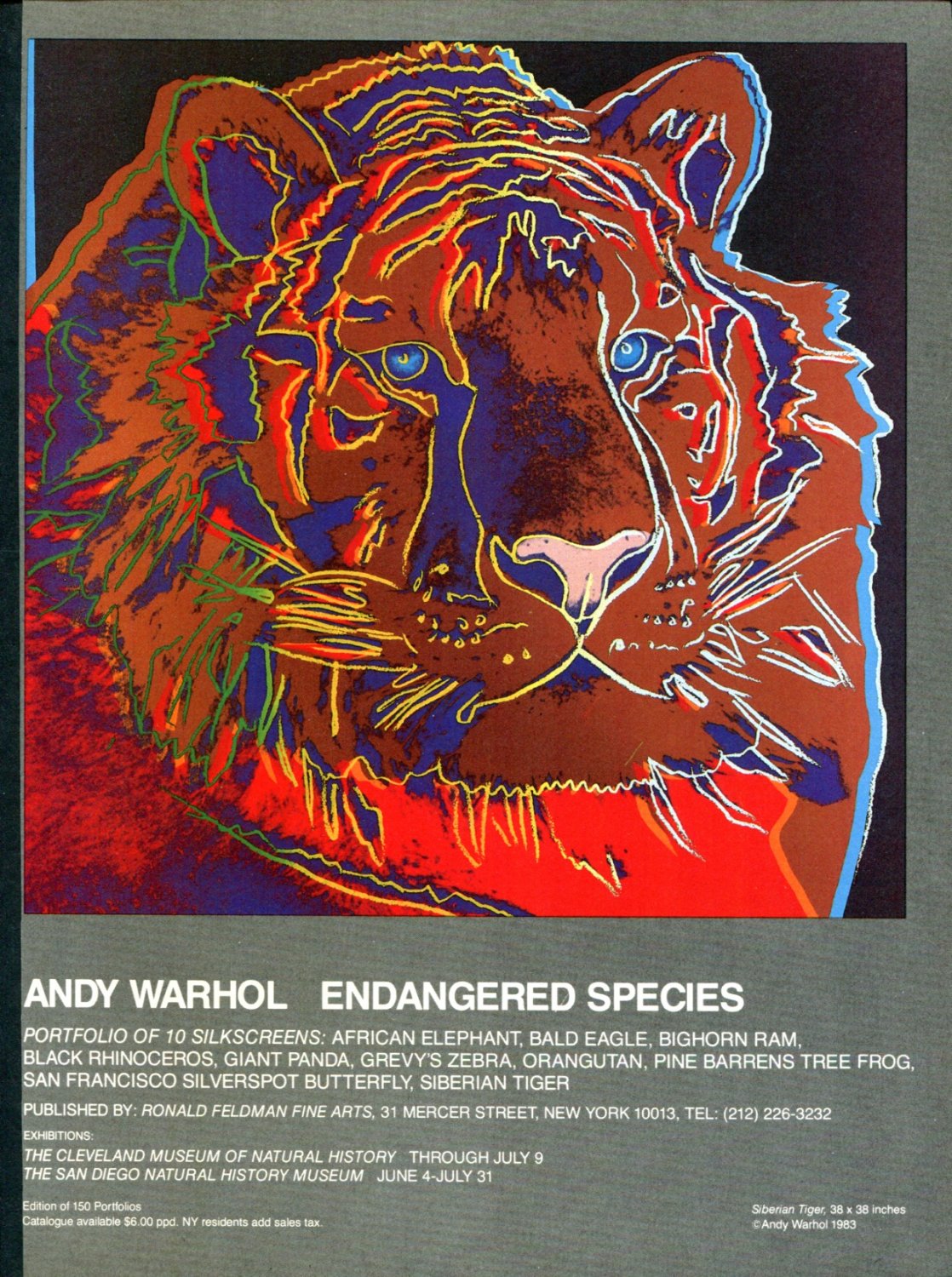 Andy Warhol Siberian Tiger Endangered Species Art Ad Advert Magazine ...