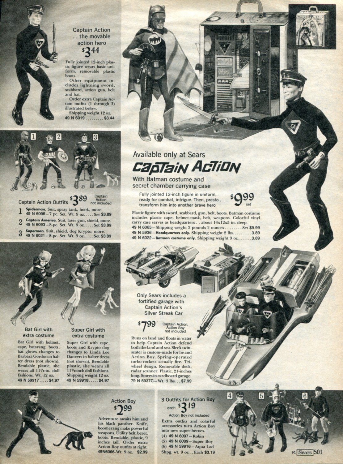 1967 Ad Captain Action Batman Bat Girl Super Girl Action Boy Vintage ...