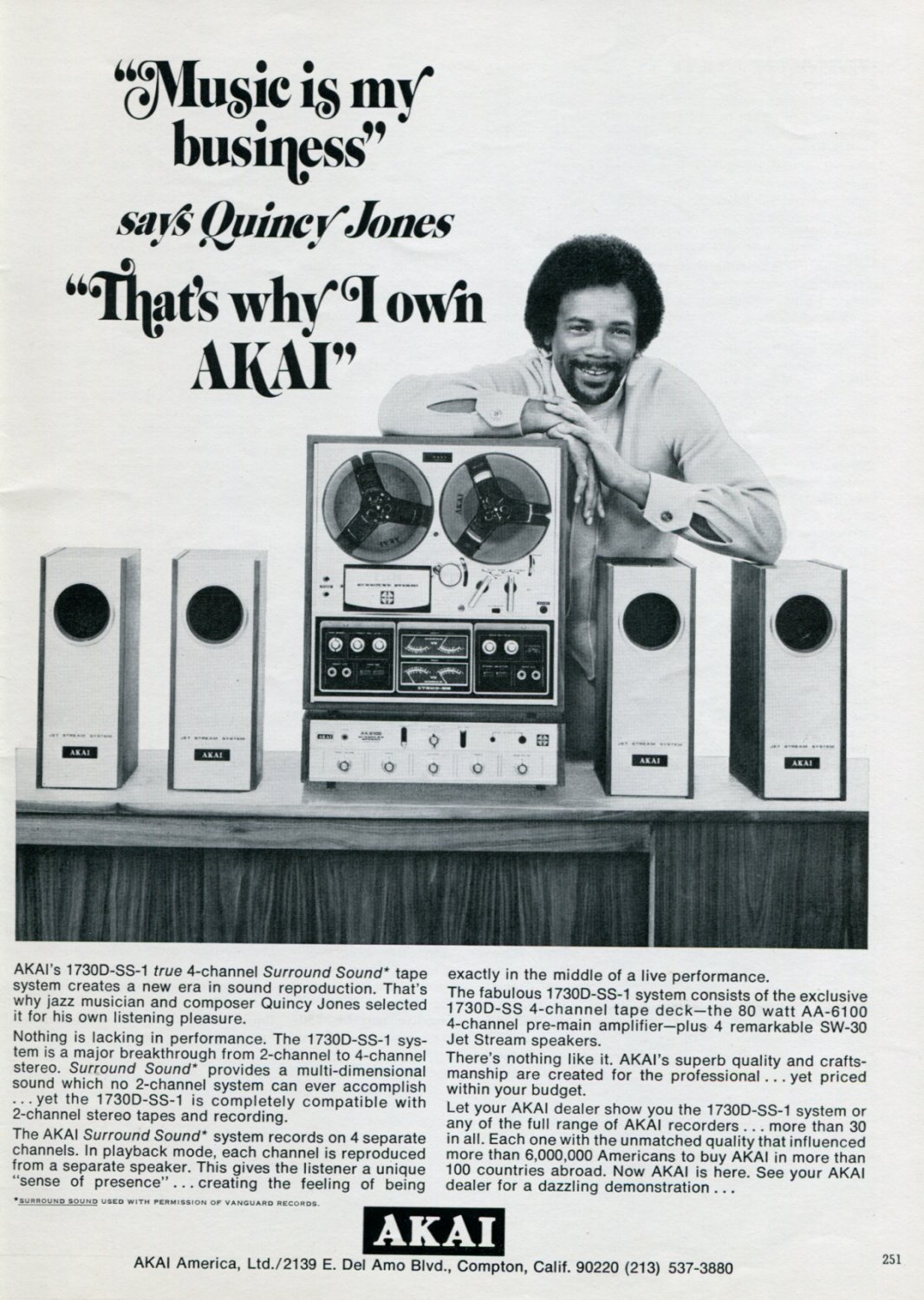 1971 Quincy Jones Music is my Business Akai Stereo Systems Advert ...