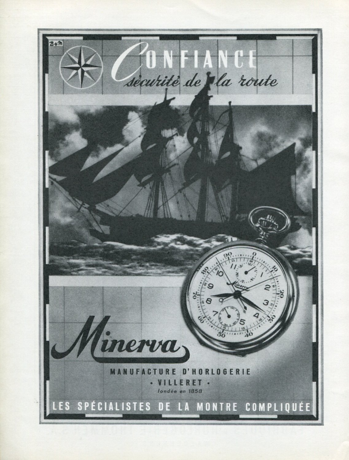 1947 Minerva Watch Company Villeret Switzerland Vintage 1947 Swiss Ad ...