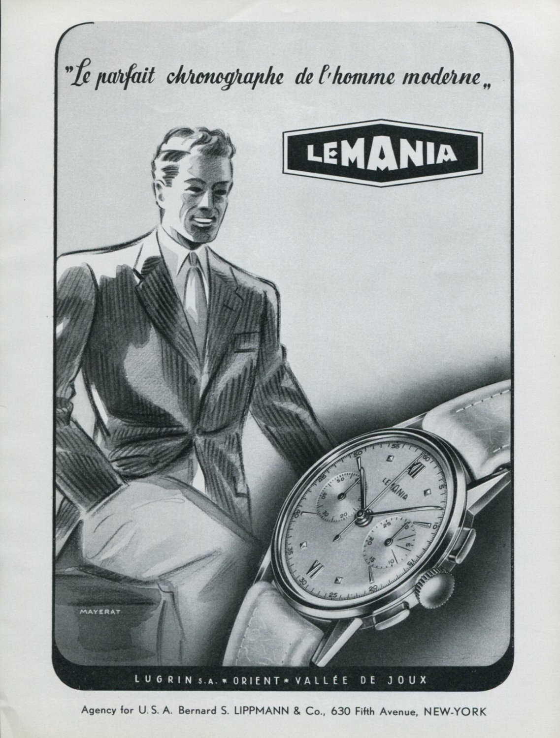 1947 Lemania Watch Company Lugrin SA Switzerland Vintage 1947 Swiss Ad ...