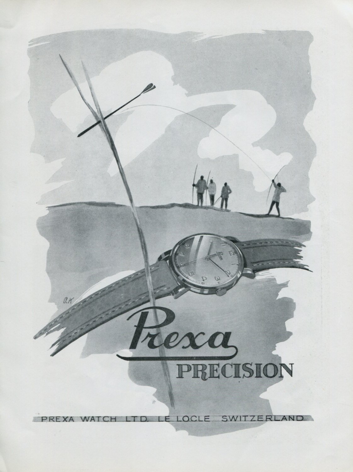 1948 Prexa Watch Company Archery Ad Advert Vintage 1948 Swiss Ad Suisse ...