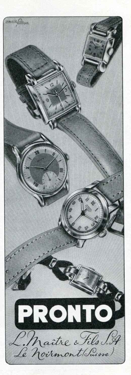 1948 Pronto Watch Company L Maitre & Fils SA Vintage 1948 Swiss Ad ...