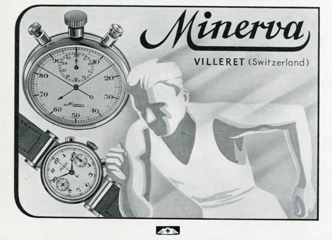 1939 Minerva Watch Company Original 1930's Swiss Print Ad Publicite ...