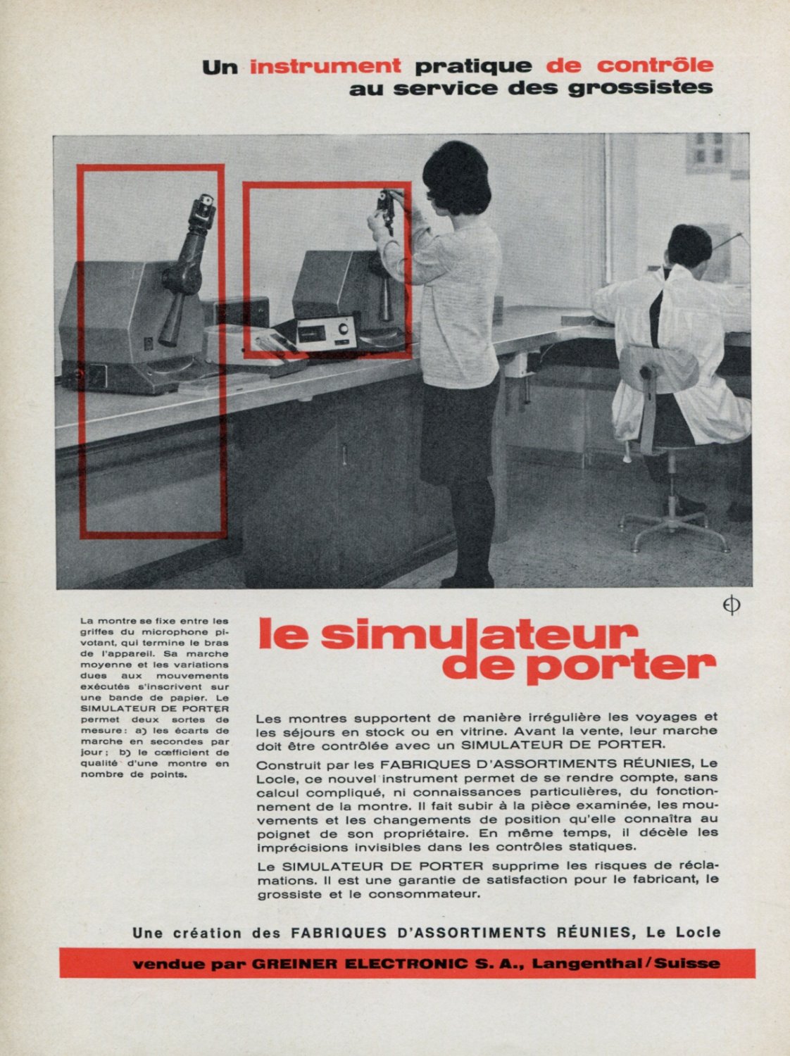 1965 Greiner Electronic SA Fabrique d'Assortiments Reunies Swiss Print ...