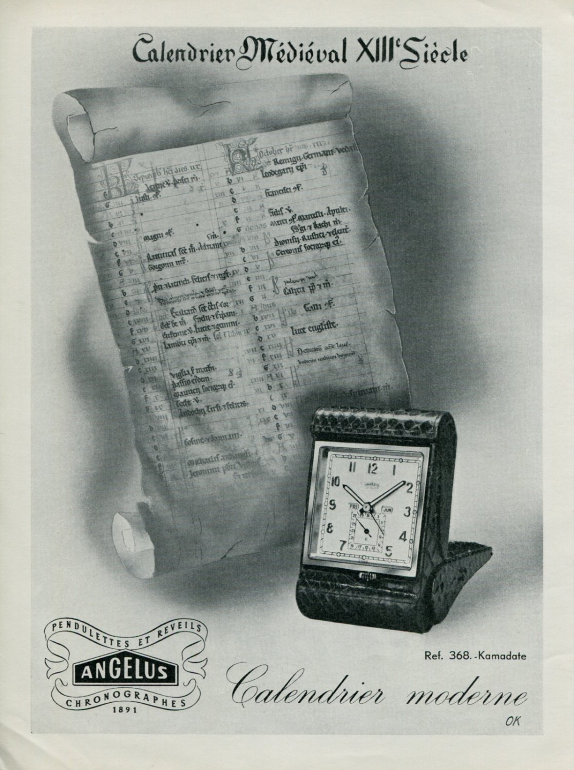 Vintage 1947 Angelus Clock Company Pendulettes Reveils Publicite Advert ...