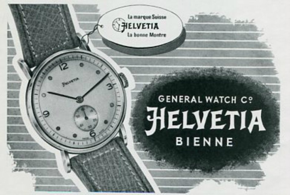 Vintage 1945 Helvetia General Watch Co Switzerland Swiss Print Ad ...